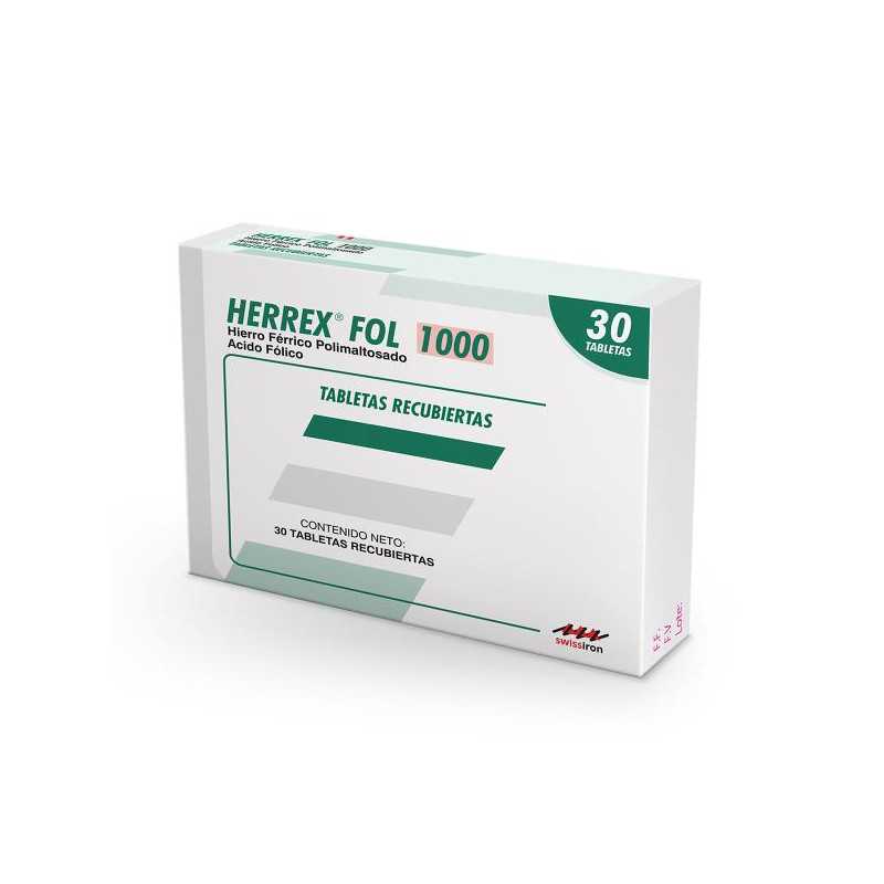 HERREX FOL 1000 MG 30 TABLETAS (A)(DA) HIERRO